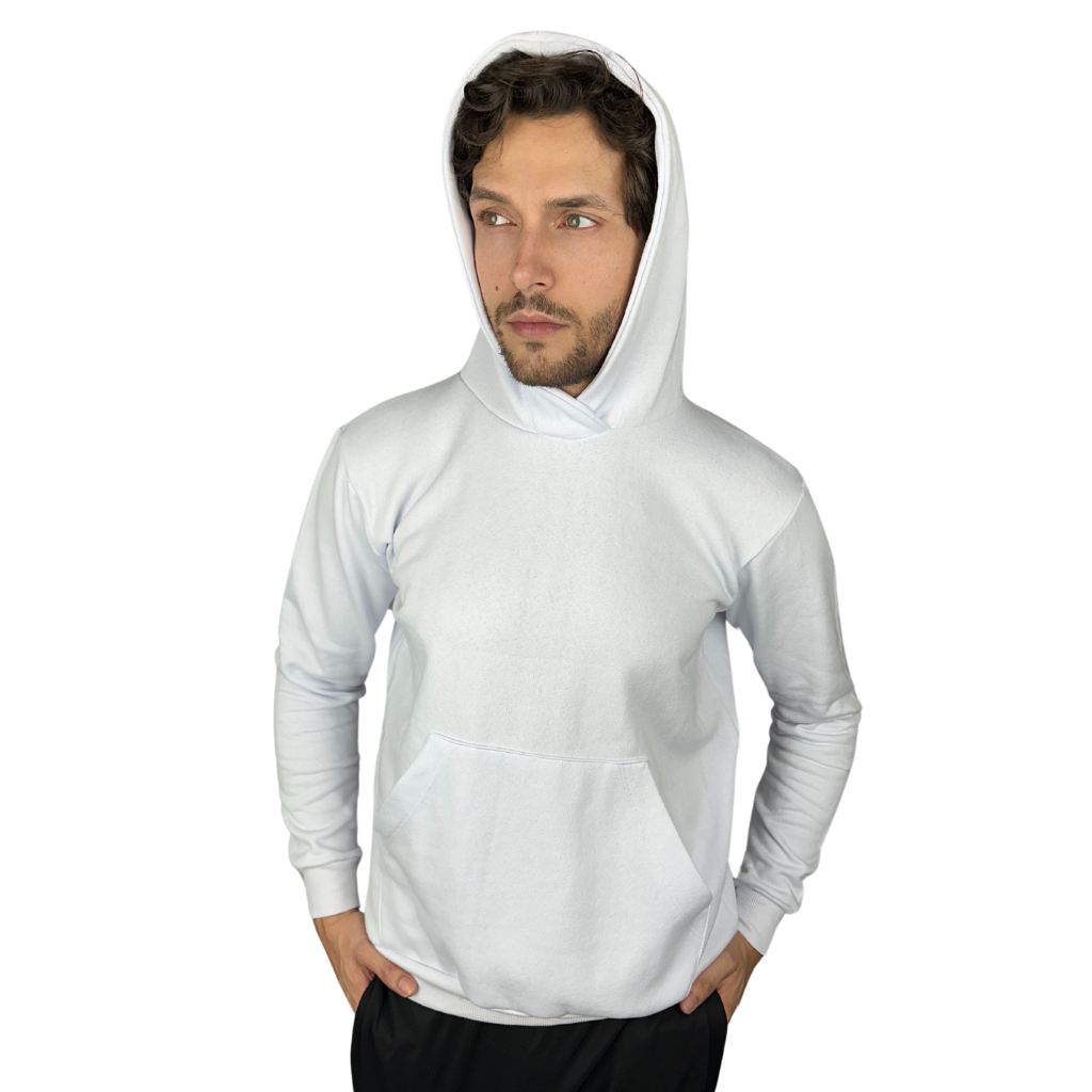 Moletom Branco Masculino Design Minimalista E Capuz | Shopee Brasil