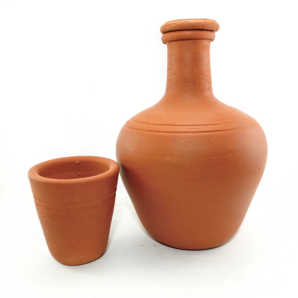 Moringa De Barro Para água Com Copo Caipira Artesanal 1,5 Litro ...