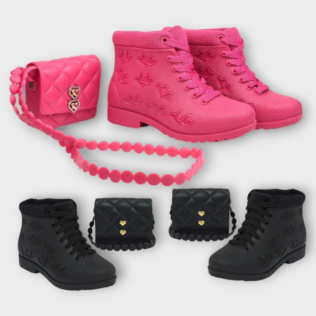 Kit Botinha Infantil Menina Coturno Juvenil + Bolsa Infantil Menina ...