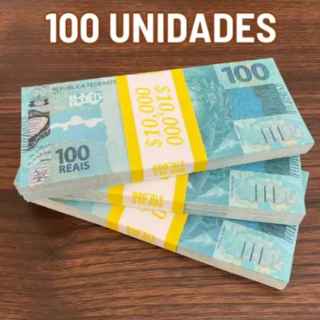 Notas Dinheiro 100 Reais Com 10 Unidades Sem Valor Plaque Cedula ...