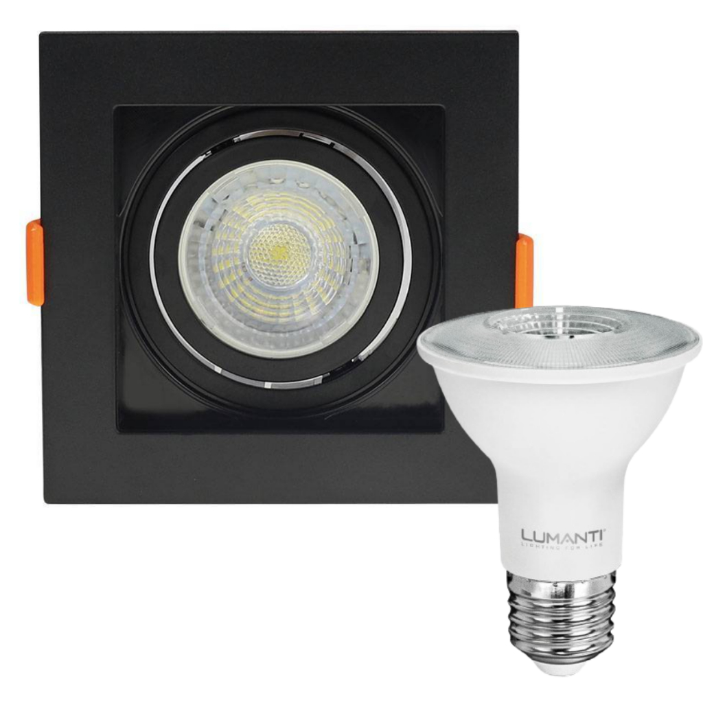 Spot De Embutir Par20 Quadrado Recuado Preto + Lâmpada Led Bivolt PAR20 7W Soquete E27 | Shopee ...