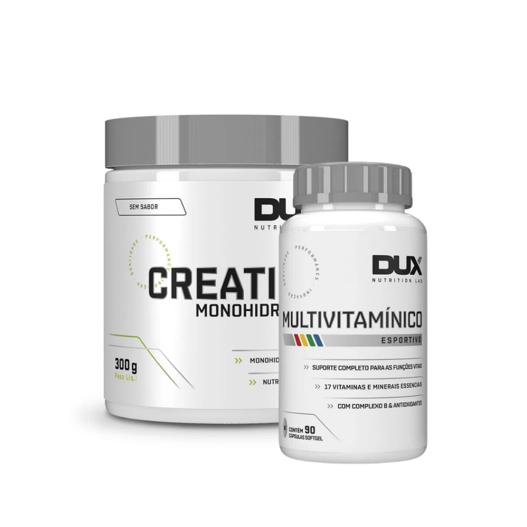 CREATINA MONOHIDRATADA 300G + MULTIVITAMINICO DUX POTE 90 CAPSULAS ...