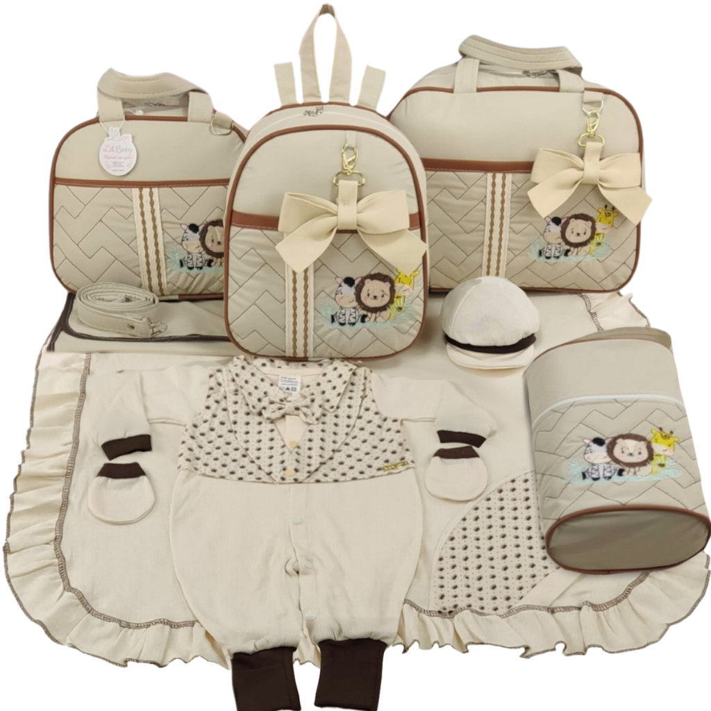 Kit Bolsa Maternidade Menino Varias Cores 5Peças Safari Baby + Saida ...