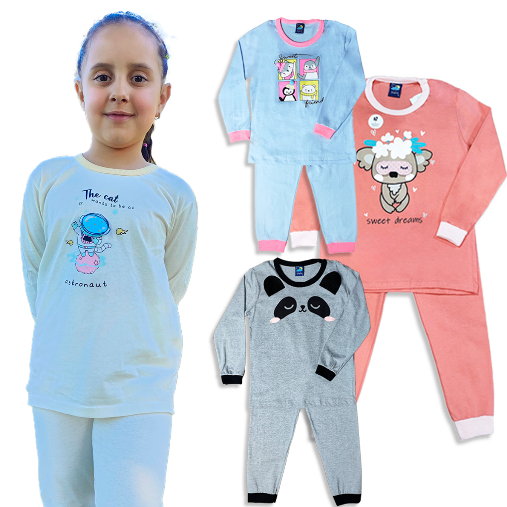 Kit 3 Pijamas Infantil Meninas e Meninos Interativo Brilha No Escuro ...