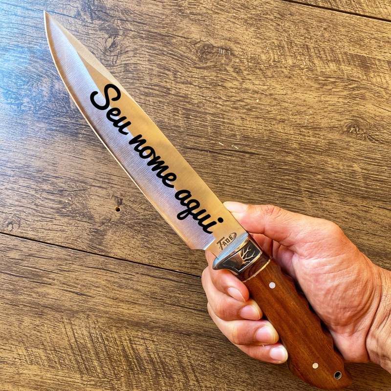 faca personalizada com gravação do seu nome fulltang com bainha e um ...