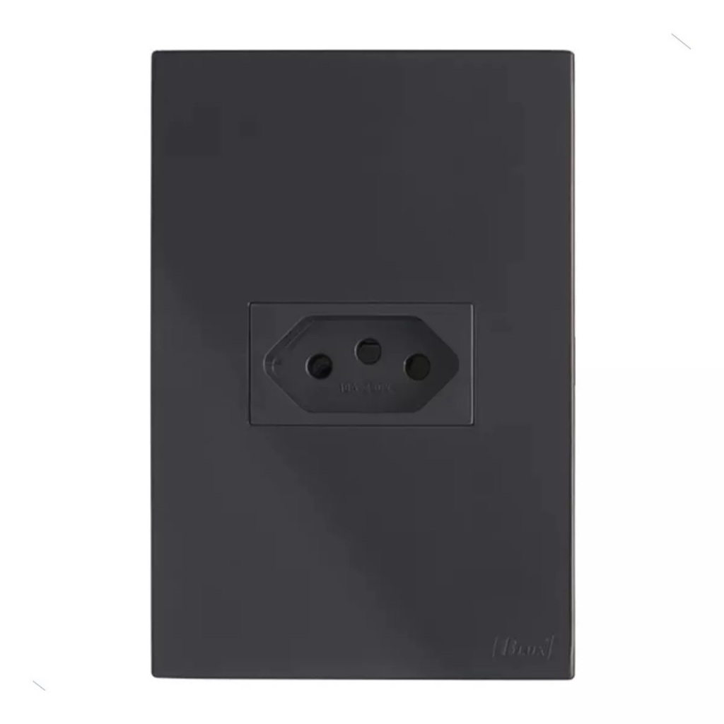 Conjunto Tomada 10a amperes 4x2 Blux Recta Satin Black Preto Fosco Acetinado | Shopee Brasil