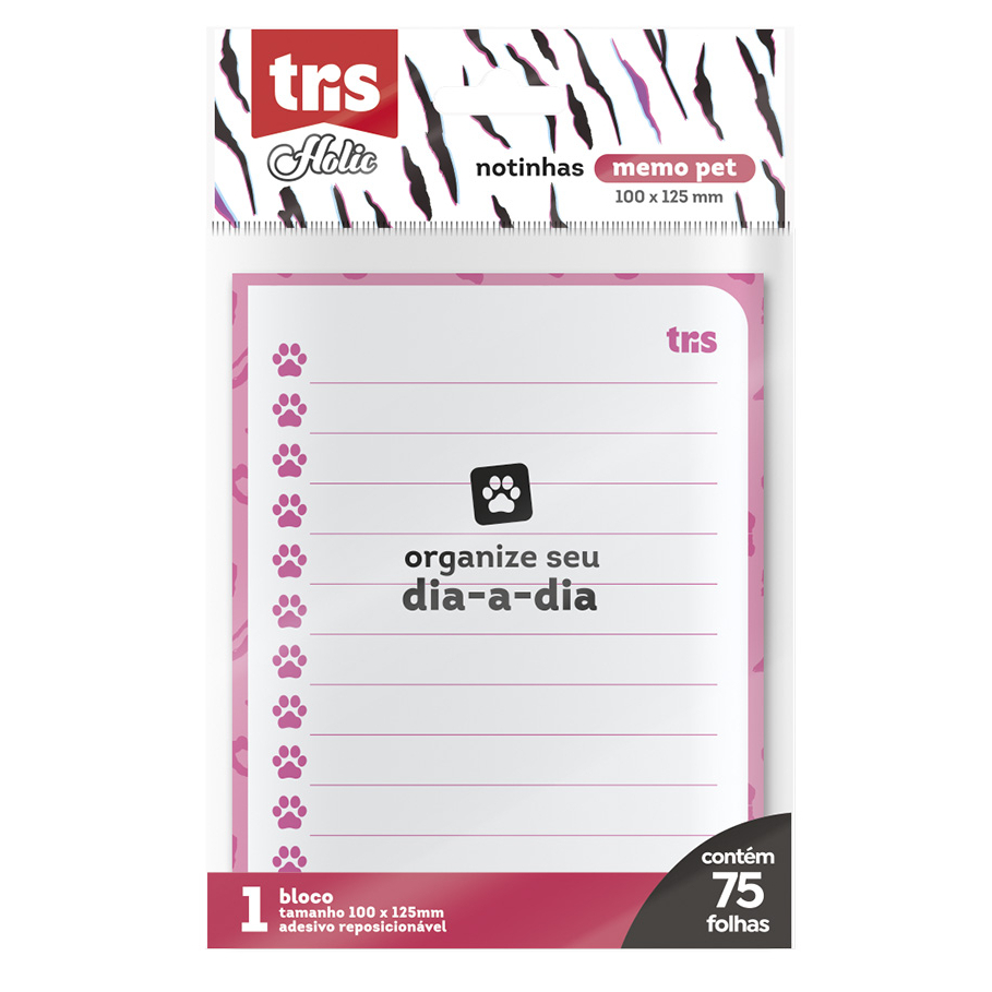 Bloco de Nota Adesivo Memo Pet C/ 75 Folhas Tris | Shopee Brasil