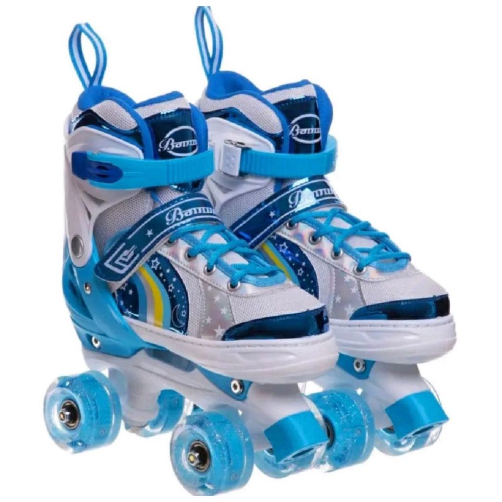 Patins Roller Quad Arco Iris Rainbowstars com LED em todas as rodinhas ...