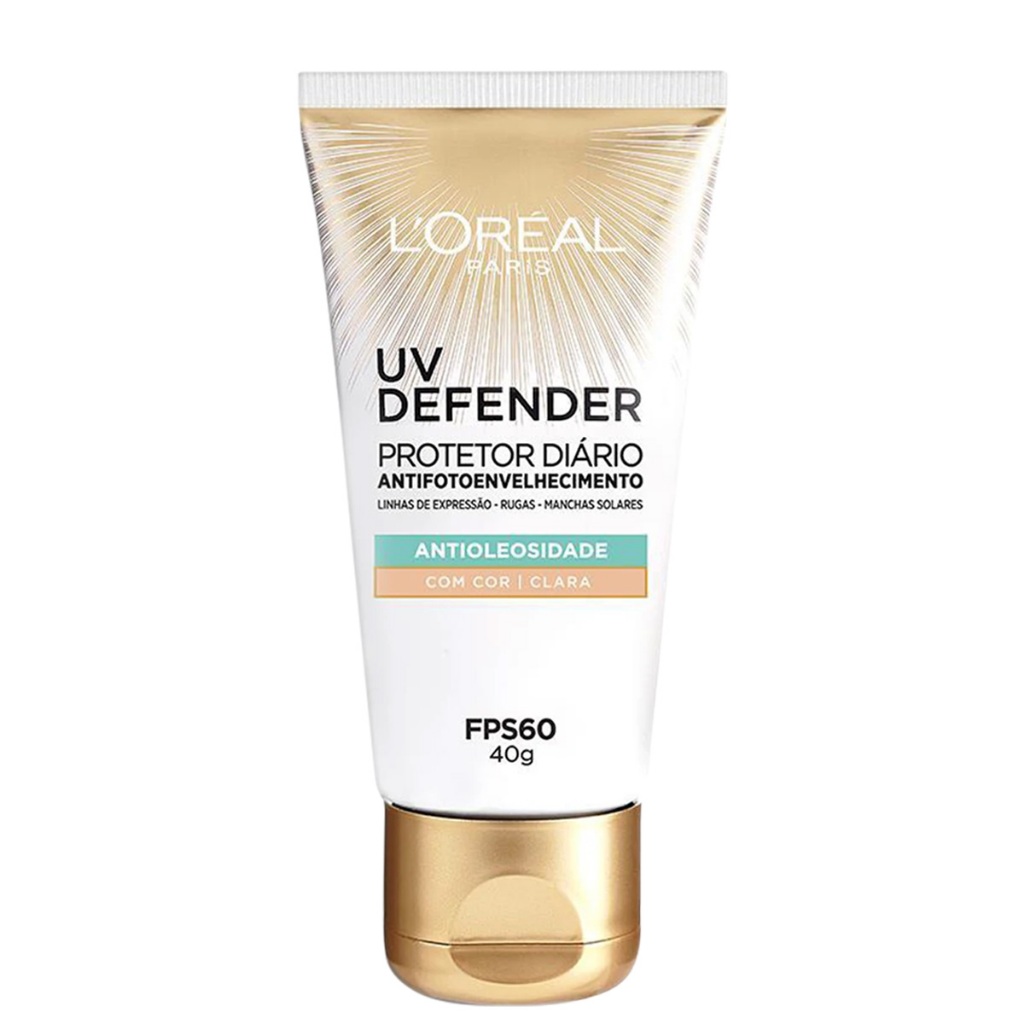 L'Oréal Paris UV Defender Protetor Solar Facial Antioleosidade FPS 60 Cor Clara 40g | Shopee Brasil