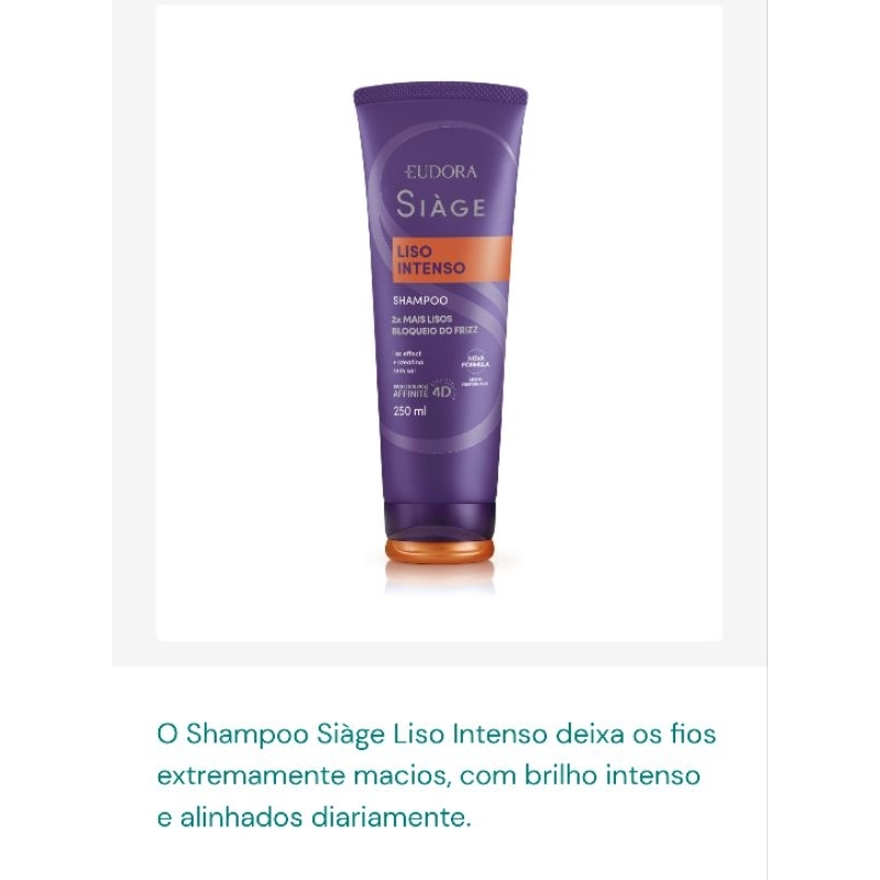 Shampoo Liso Intenso Eudora Siàge | Shopee Brasil