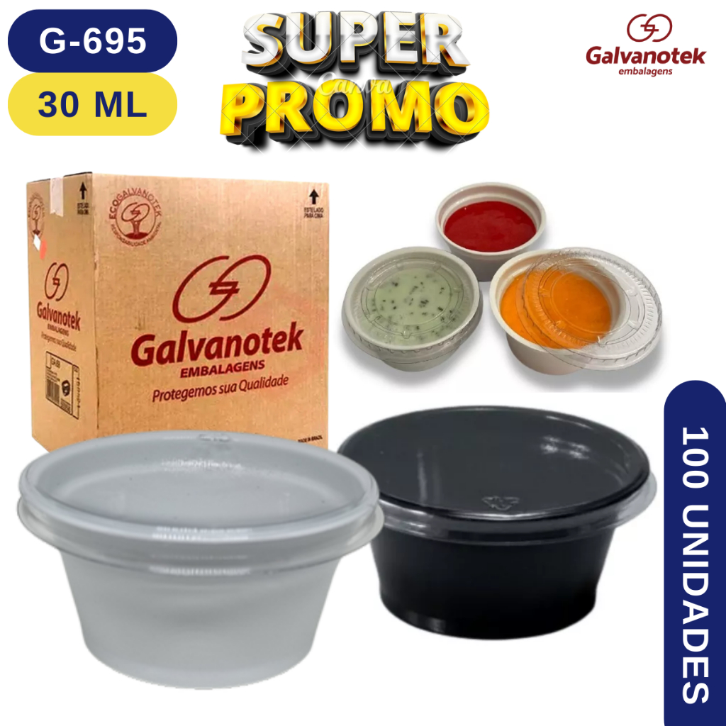 Potinho Molheira Pote Descartável Molho Com Tampa 30ml G695 Galvanotek | Shopee Brasil