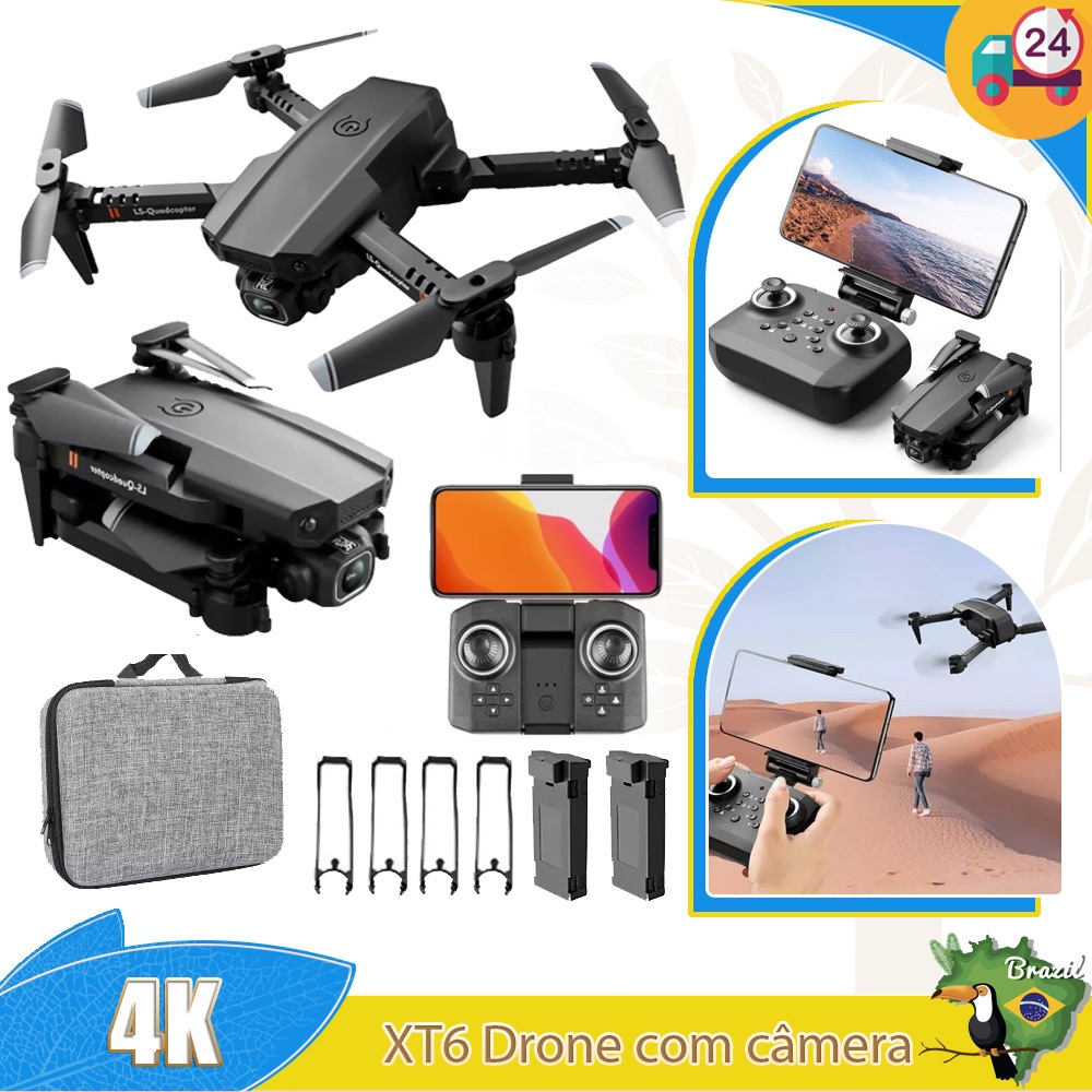 2024 Novo XT6 Drone 4K HD Dual Camera WiFi Controle Remoto Portátil ...