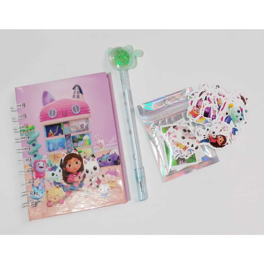 Kit A Casa Mágica da Gabby Caderneta + Caneta Fofa + 45 Adesivos ...