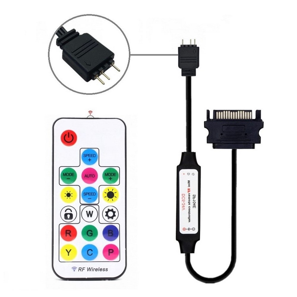 Controladora Argb 5v 3 Pinos Para Cooler Fan e Fita de Led Alimentação ...