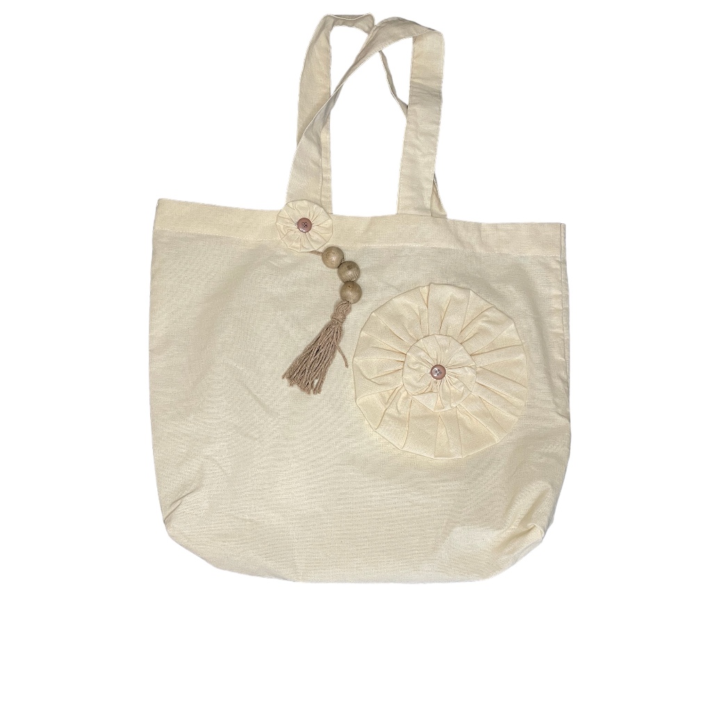 Bolsa Sacola Ecobag Sustentável Algodão Cru Flor E Chaveirinho | Shopee Brasil