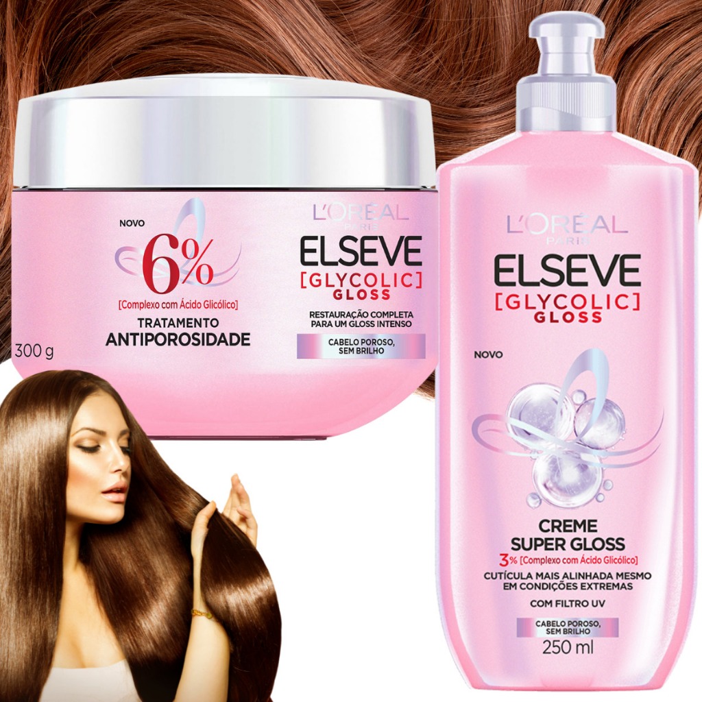 Kit Elseve Glycolic Gloss Ultra Tratamento Antiporosidade Brilho Efeito ...