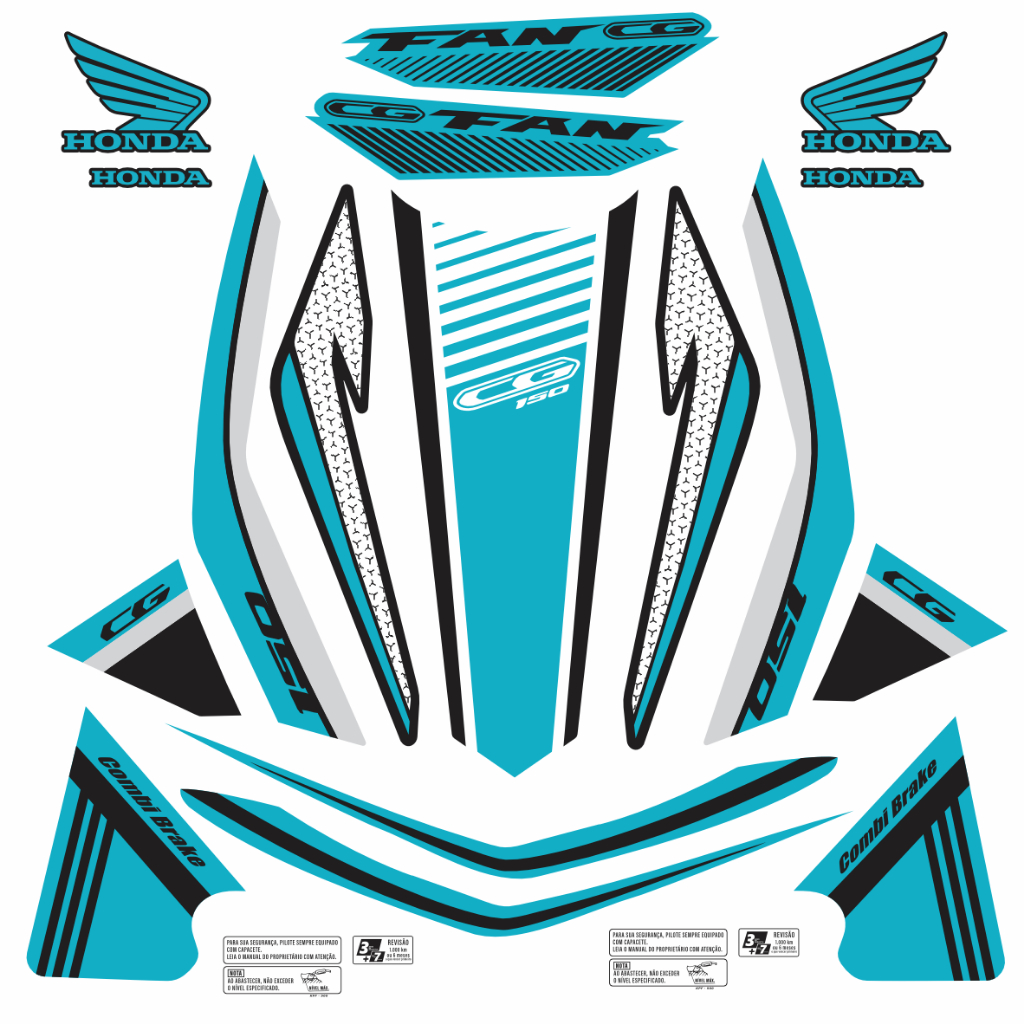 ADESIVO DE MOTO - FAN 150 - AZUL TURQUESA | Shopee Brasil