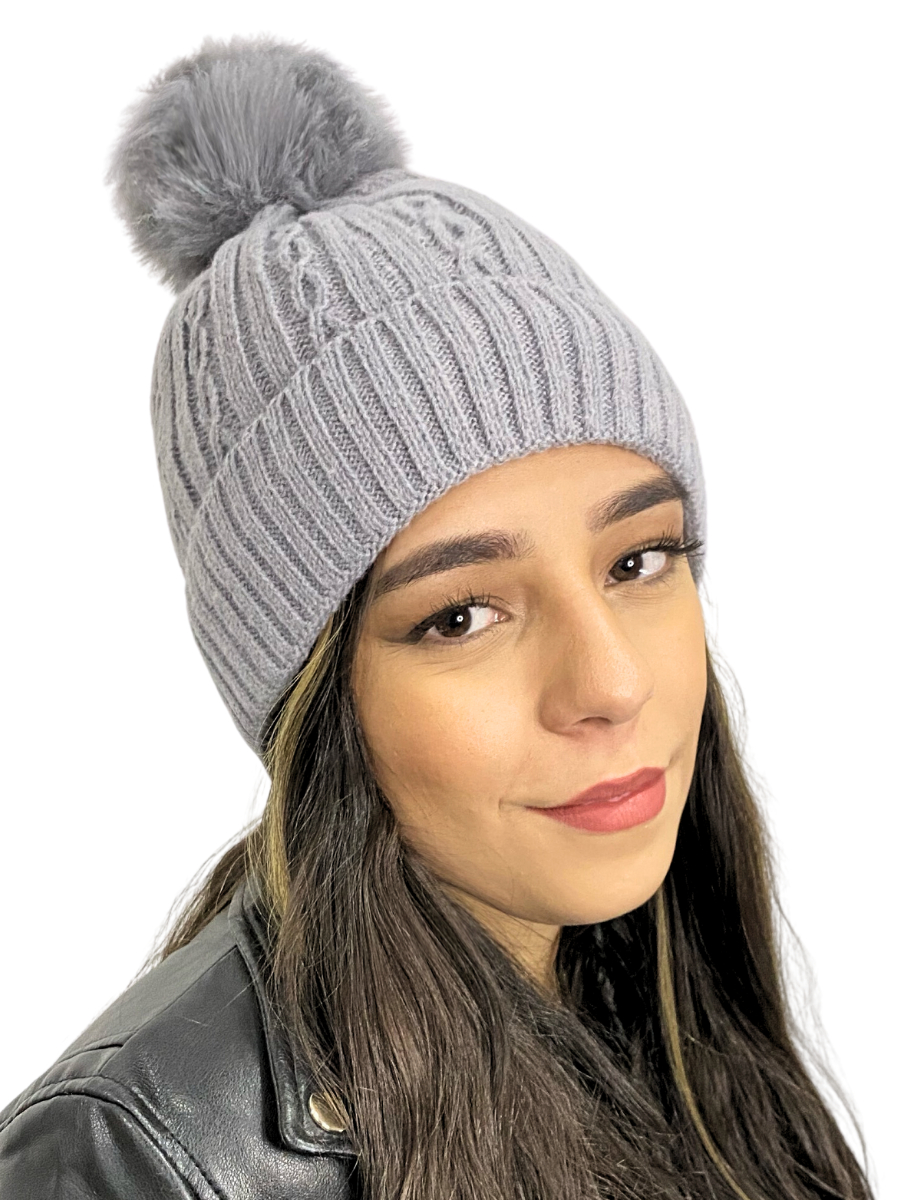 Touca Pompom Toca Gorro Adulto Forrada Para Inverno Tricô Feminina Lã ...