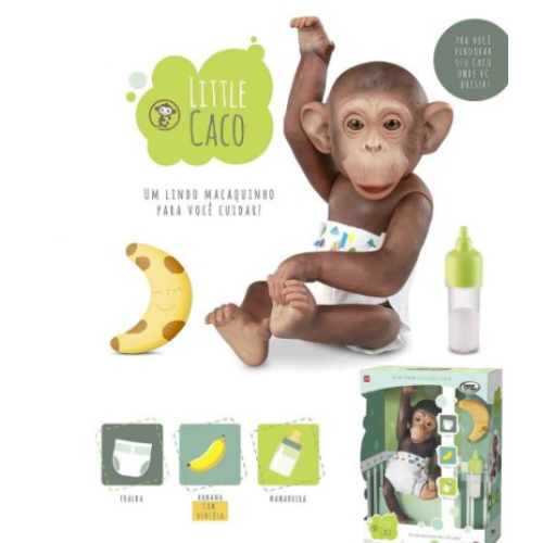 Boneco Pet Reborn Little Caco Macaco Realista Bebê Brinquedo Menino e ...