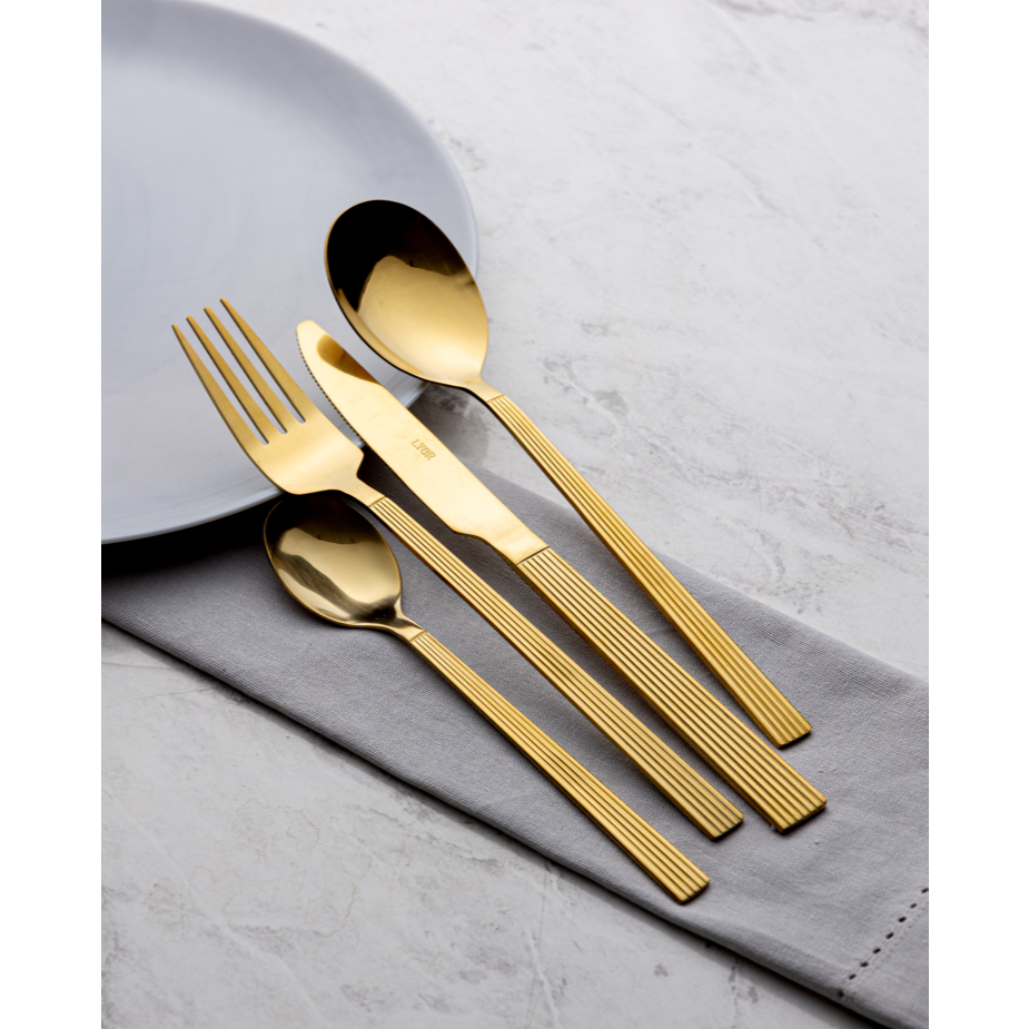 FAQUEIRO 16 PECAS DE ACO INOX ATHENAS DOURADO lyor 220061 | Shopee Brasil
