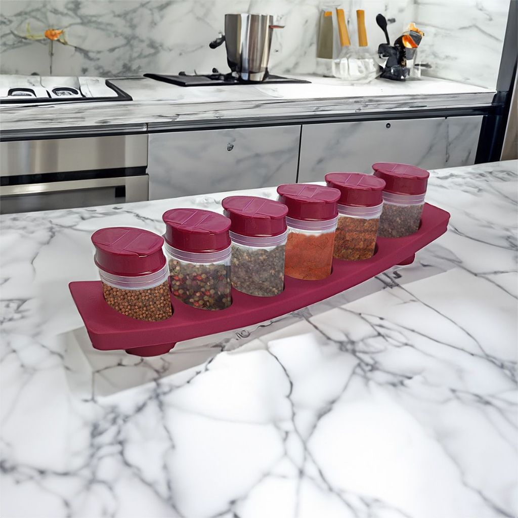 Kit Porta Tempero Condimento Especiarias de Plástico 6 Peças Decorado ...