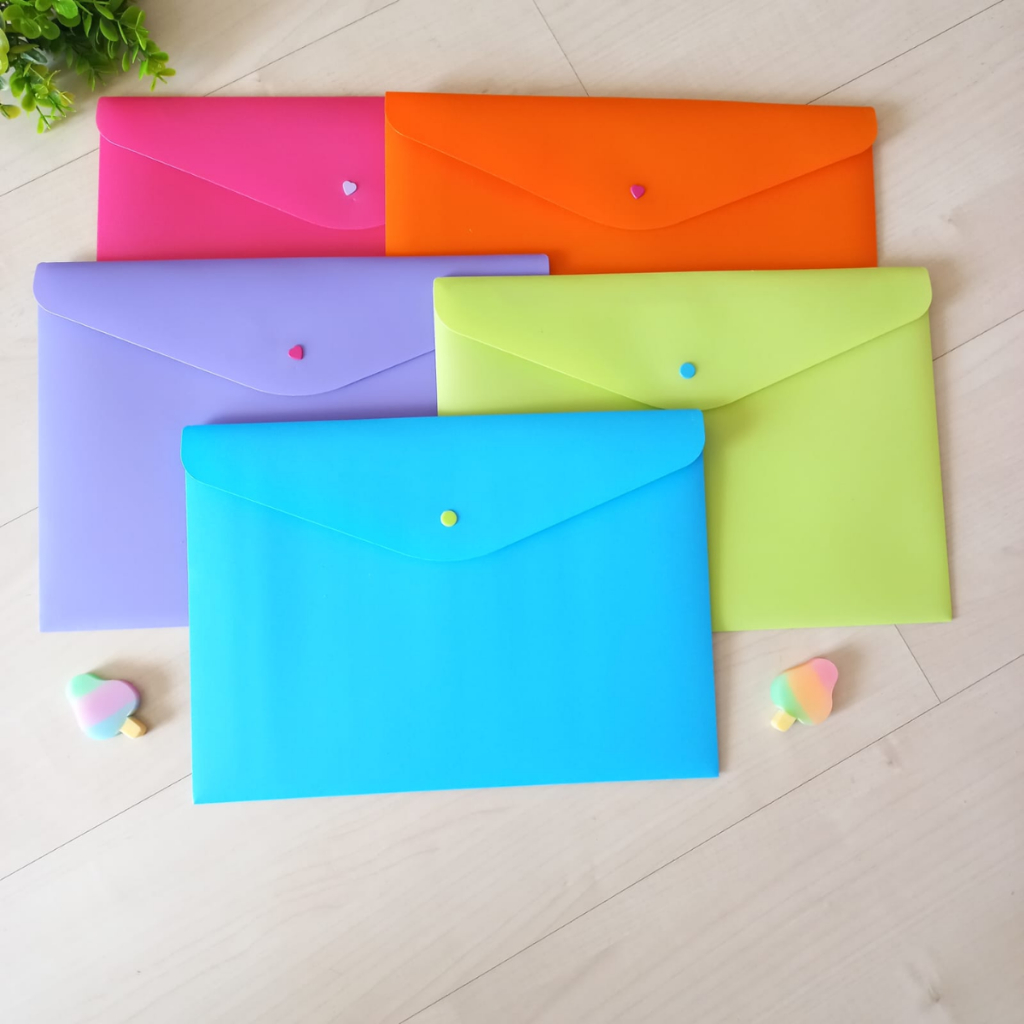 Kit 2 Pastas Envelope A4 com Botão Full Color Dello | Shopee Brasil