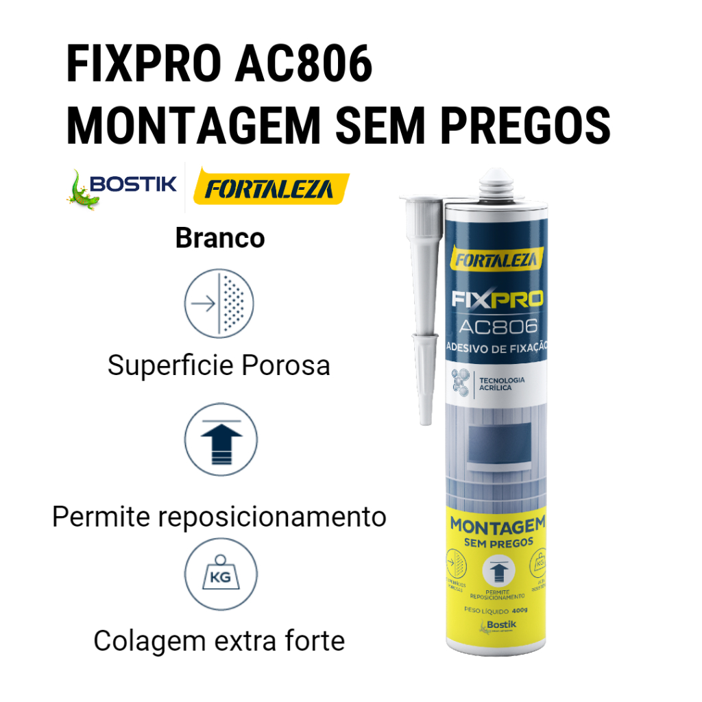 Adesivo Montagem Sem Prego Cola Rodapé Isopor MDF Madeira FIXPRO AC806 400G | Shopee Brasil