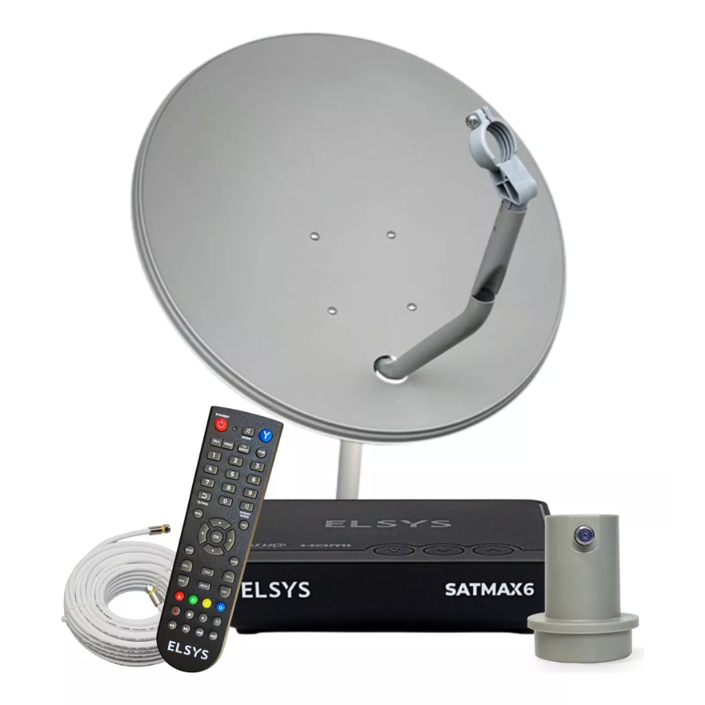 Kit Receptor Digital Elsys Satmax 6 + Antena Lnbf Ku Cabo | Shopee Brasil