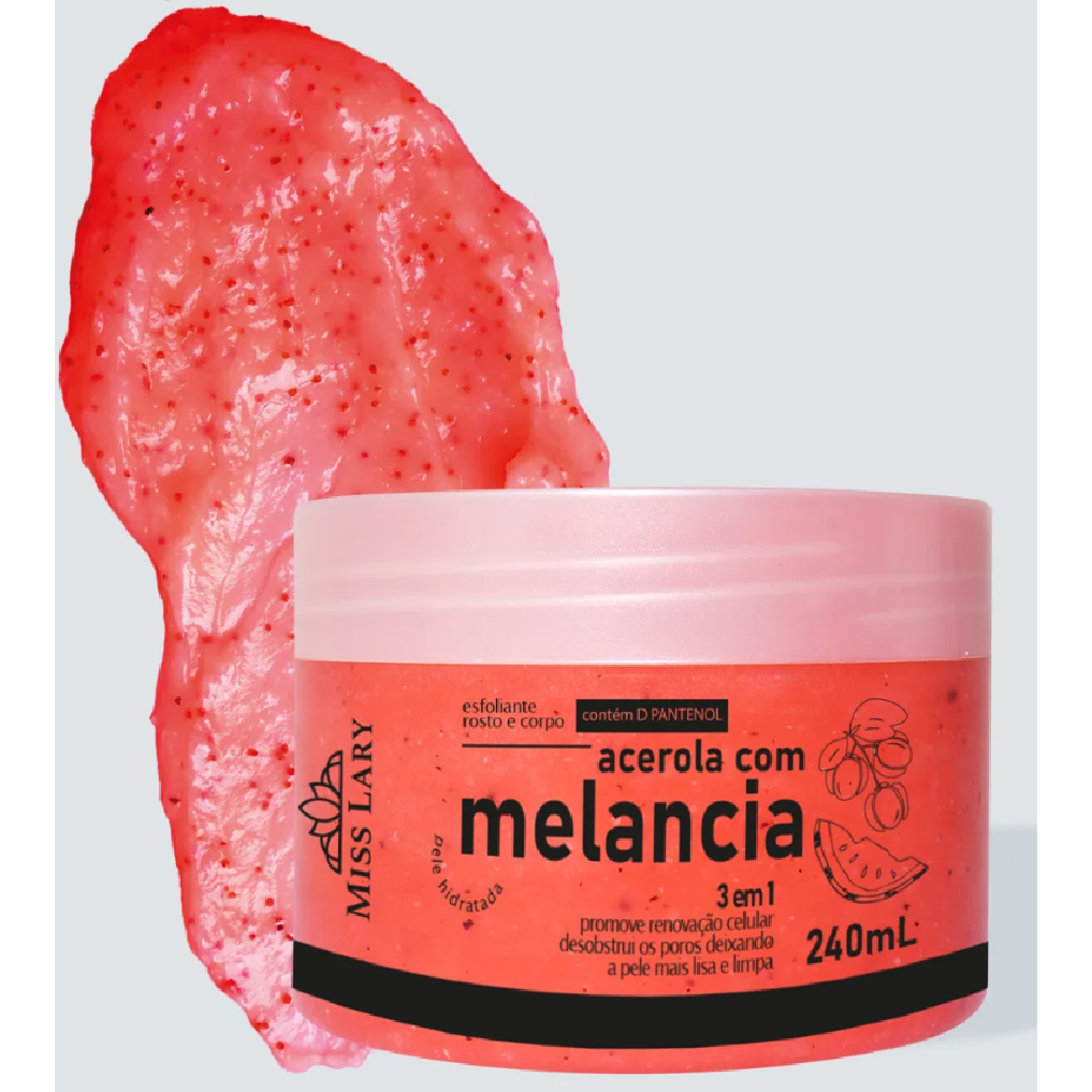 ESFOLIANTE ROSTO E CORPO, MELANCIA E ACEROLA - MISS LARY | Shopee Brasil