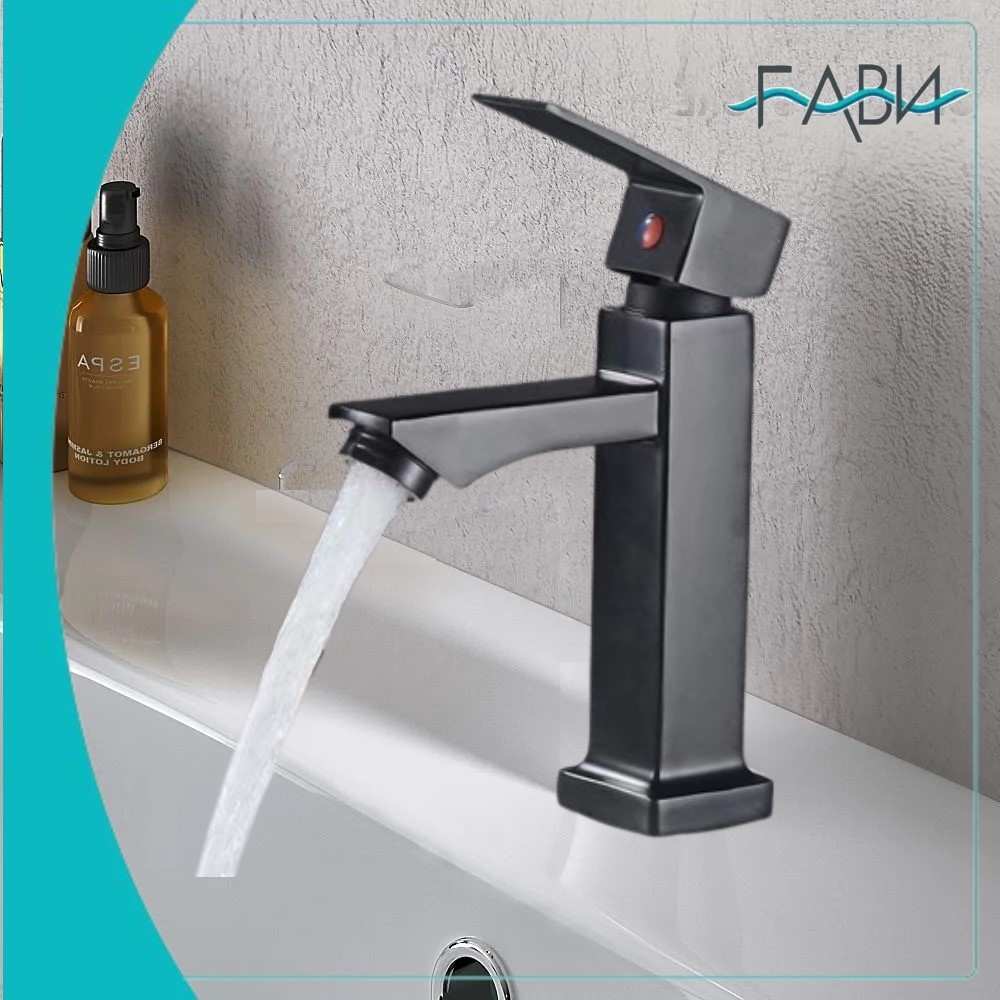 Torneira de Lavabo / Banheiro Preta Luxo Metal 1/2 Cuba Inox Quadrada ...