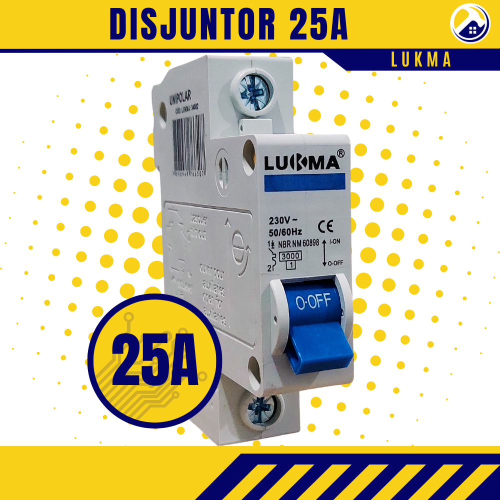 Disjuntor 25A Unipolar DIN MONOPOLAR Curva C MINI | Shopee Brasil