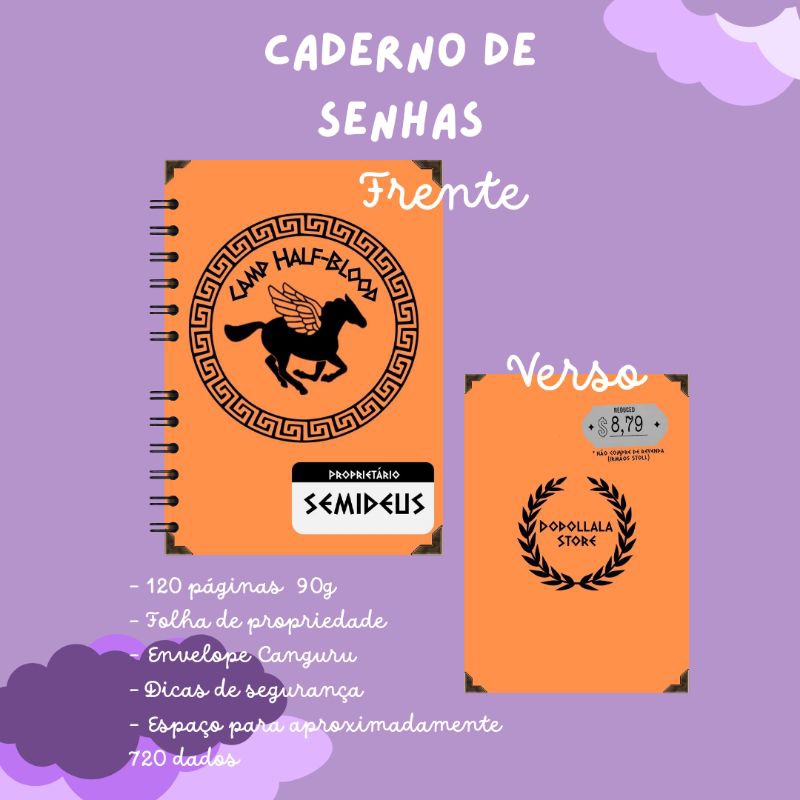 PERCY JACKSON - CADERNO DE SENHA, BULLET JOURNAL E DIÁRIO DE LEITURA ...
