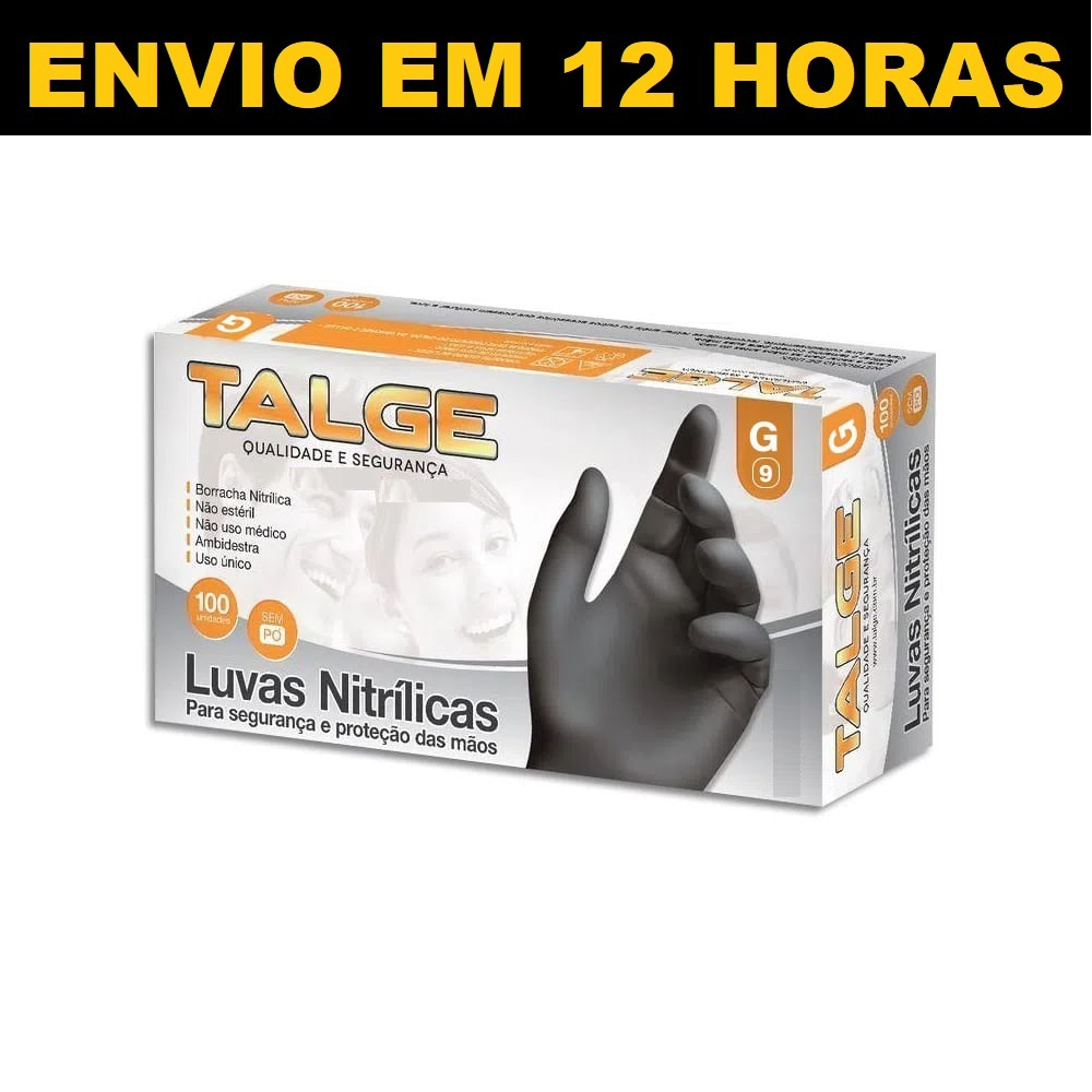 Luva Nitrilica Talge Sem Talco Preta Caixa Com 100 Unidades | Shopee Brasil
