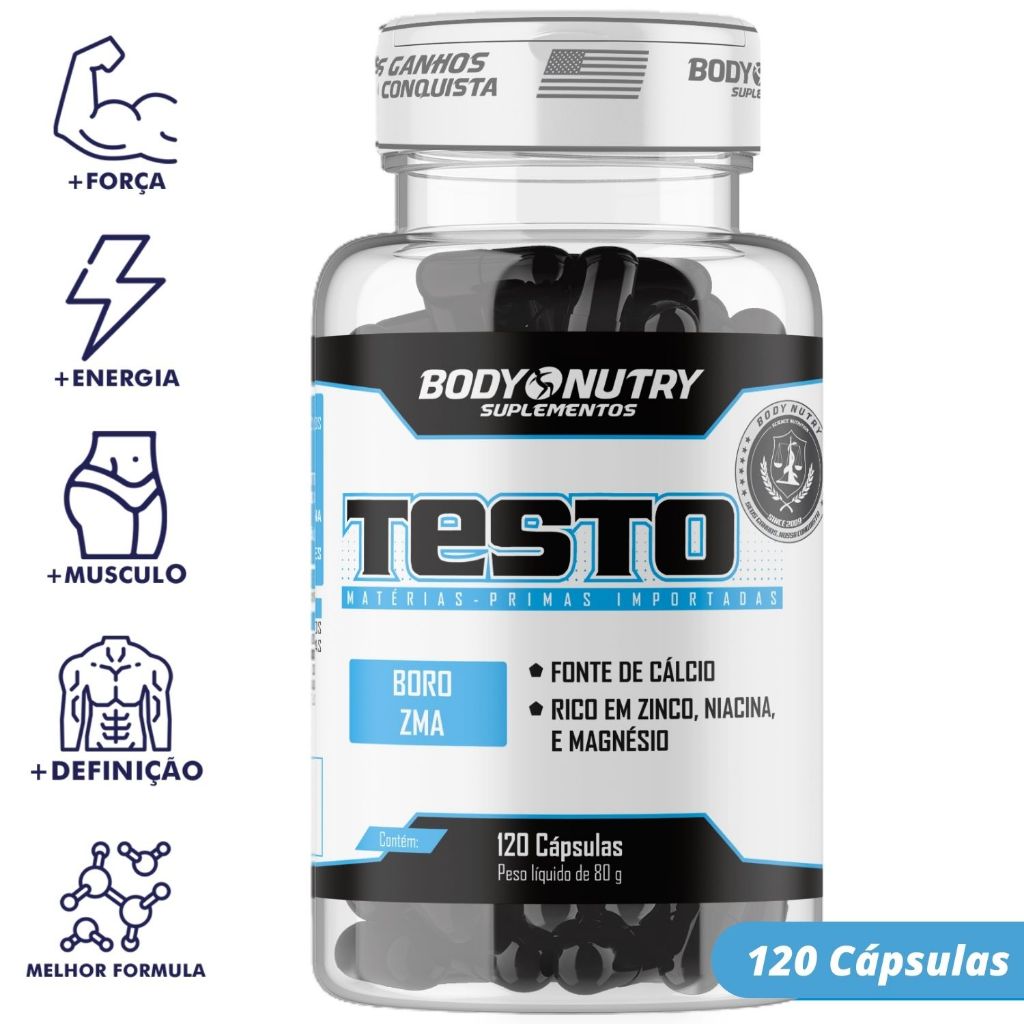 Testo-GH em Cápsulas da Body Nutry - Embalagem com 120 Doses Pré Treino ...