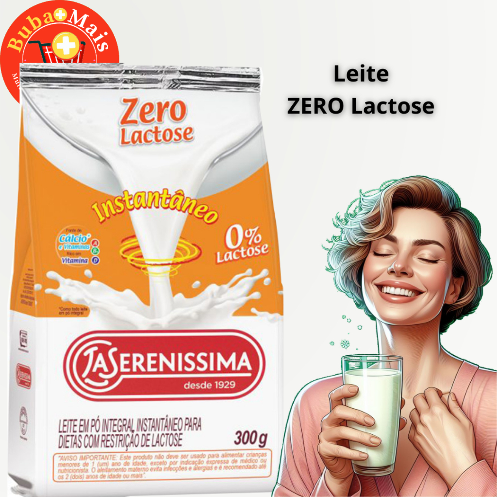Leite em Pó ZERO LACTOSE Integral Instantâneo 300 g - La Serenissima ...