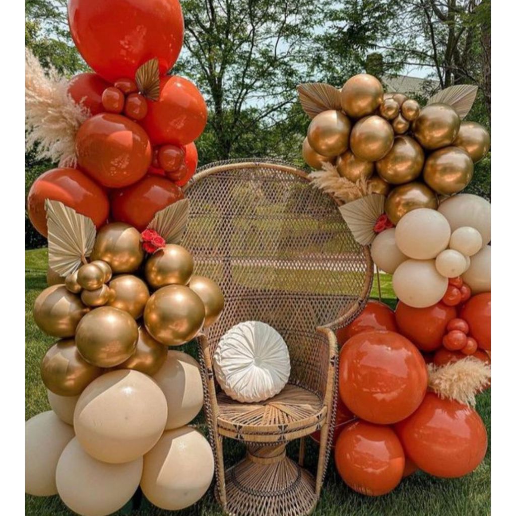 Balão de aniversário kit 101 balões - Tangerina + Bege + Dourado ...