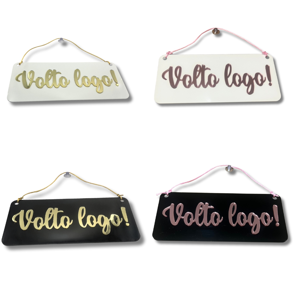 Placa Volto Logo em acrilico para lojas e comercios com cordão e ...