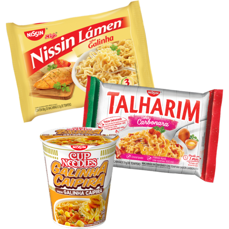 kit 3 em 1 Nissin Lamen Miojo galinha + talharim carbonara + cup nodles ...