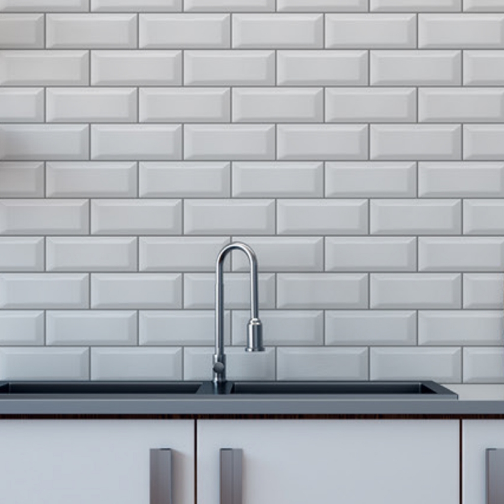 Papel De Parede Azulejo Tijolinho Tons De Branco e Cinza Metrô White ...