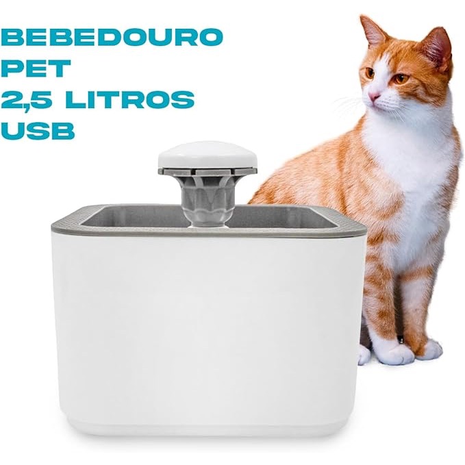Bebedora Elétrico Fonte Agua Para Pet Gatos Cães Filtro 2.5 litros Pet ...