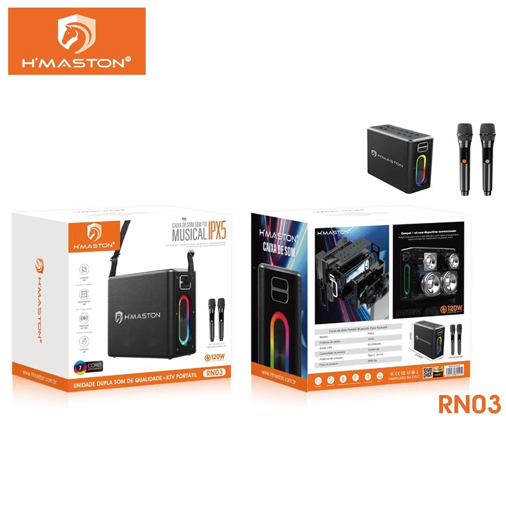 HMASTON RN03 Berlin Sound Bluetooth Speaker Outdoor Home Karaokê Placa de som Áudio | Shopee Brasil