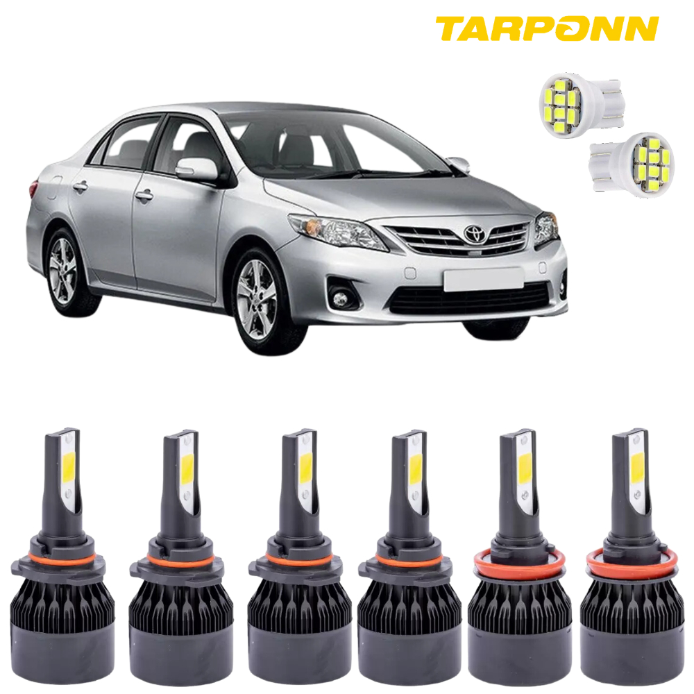 Kit Led Farol Toyota Corolla 2009/2013 Lâmpadas Cyber Led Tarponn 6000K ...