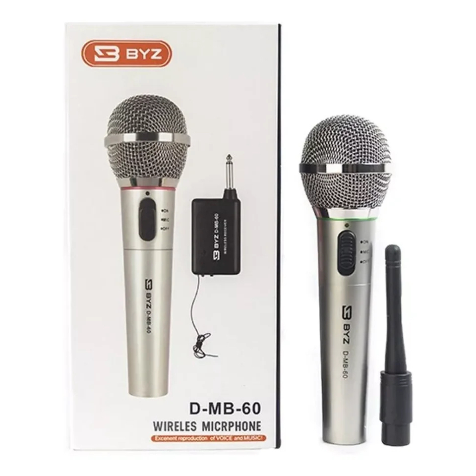 Microfone 2 Em 1 Profissional Completo E Sem Fio Som Karaoke BYZ D-MB-60 | Shopee Brasil