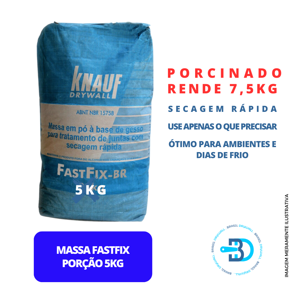 MASSA SECAGEM RÁPIDA DRYWALL FASTFIX KNAUF - PORÇÃO 5KG | Shopee Brasil