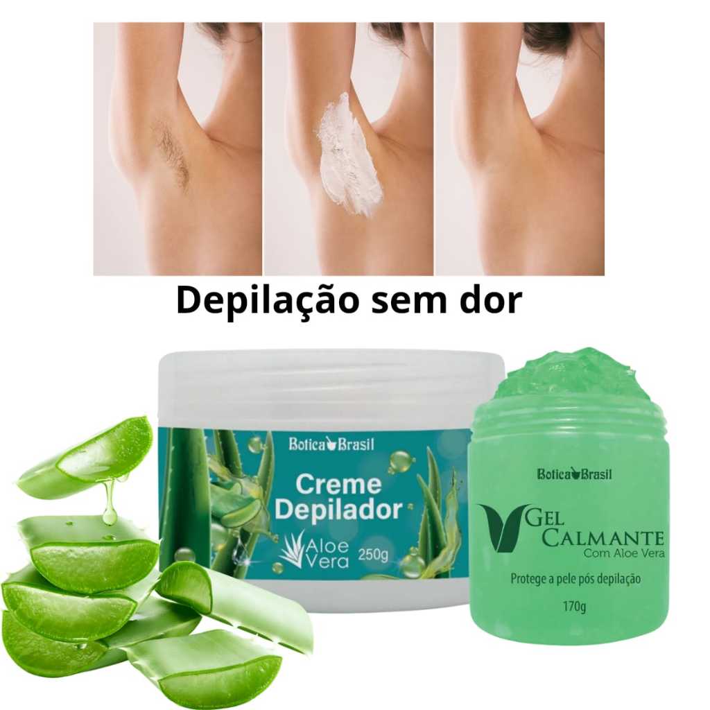kit Creme Depilatório Corporal Creme Depilador Aloe Vera + Gel Calmante ...