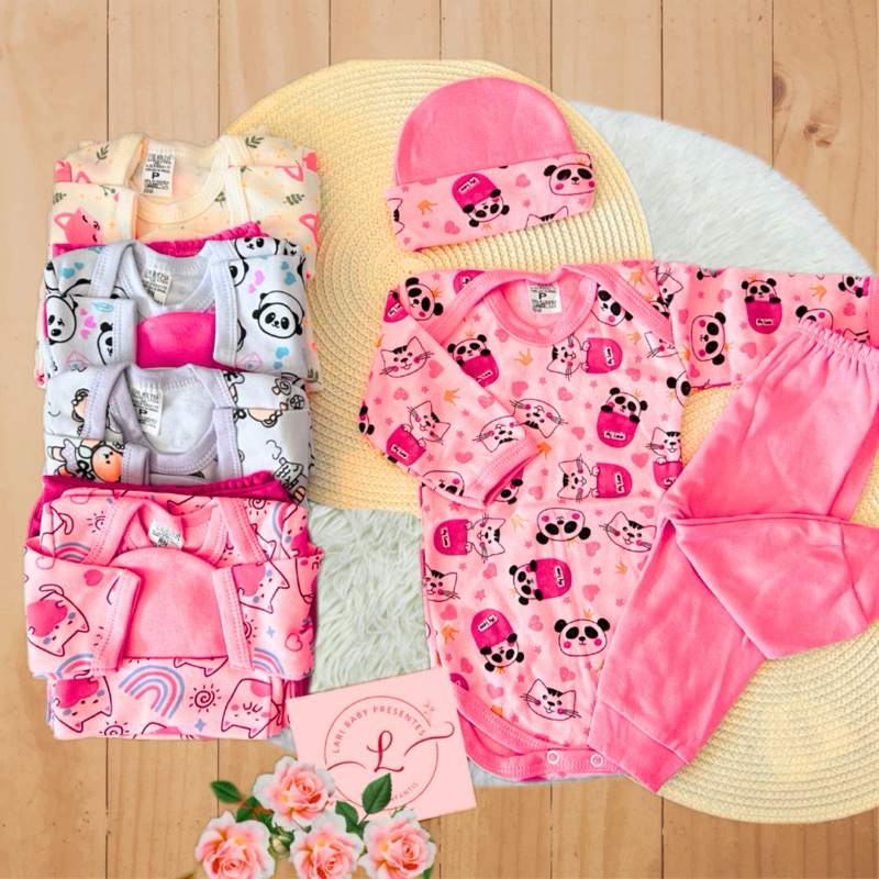 Kit 3 peças menina RN,P,M ou G 100% algodao - 1 body 1calça/mijão 1 ...