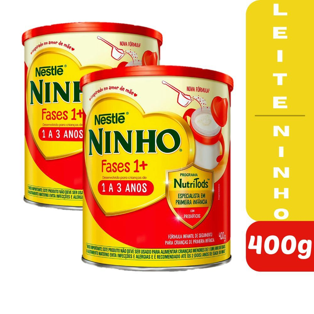 Kit 2 Latas Fórmula Infantil Ninho 'Fases 1+" - 400g | Shopee Brasil