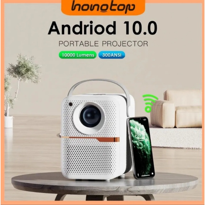 Projetor Hongtop Android Inteligente Bluetooth, 4k, Foco Elétrico, Com ...