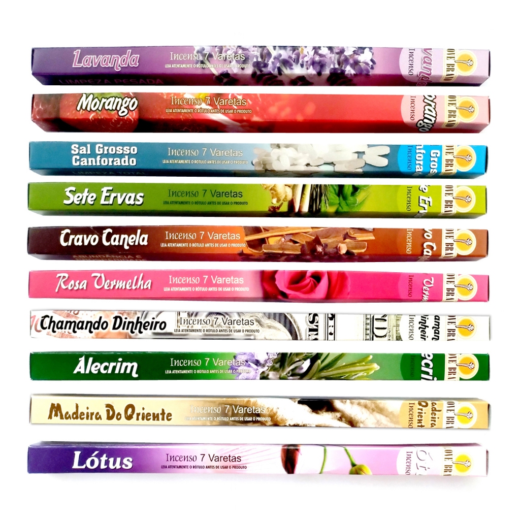 Kit 10 Incensos Indiano Clove Brand 1 Aroma de cada Total 70 Varetas ...