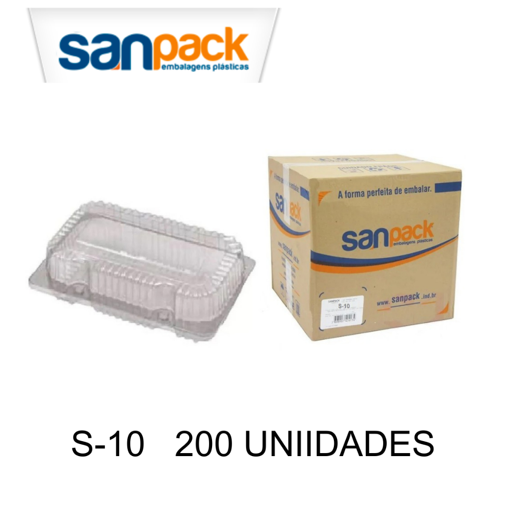 200 Embalagens Retangular com Tampa 800ml- Sanpack S10 | Shopee Brasil